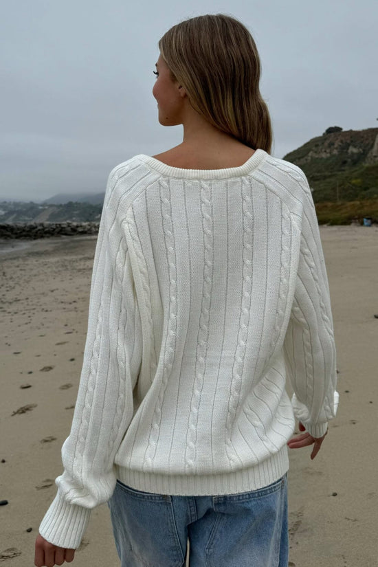 Ida Cotton Cable Knit V-Neck Sweater – Brandy Melville